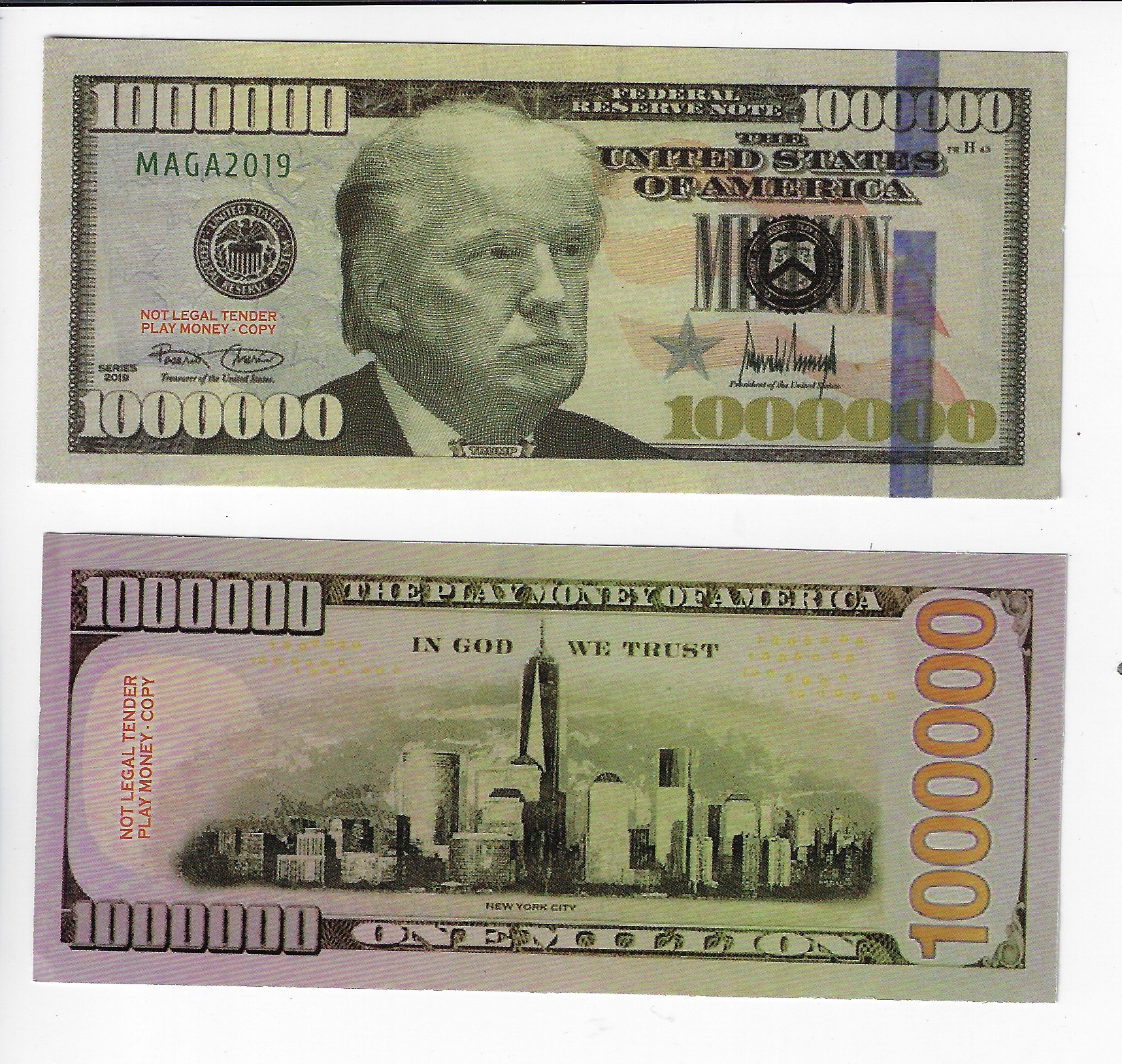 Fake Play Copy Money for Kids 20 Pieces One Million Dollar Trump Bills ...